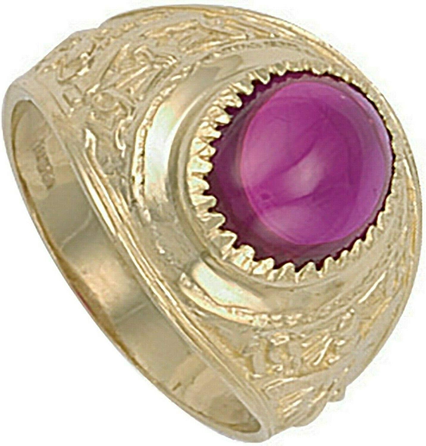 Solid Gold College Ring Graduation University Men's Red Stone Heavy ...