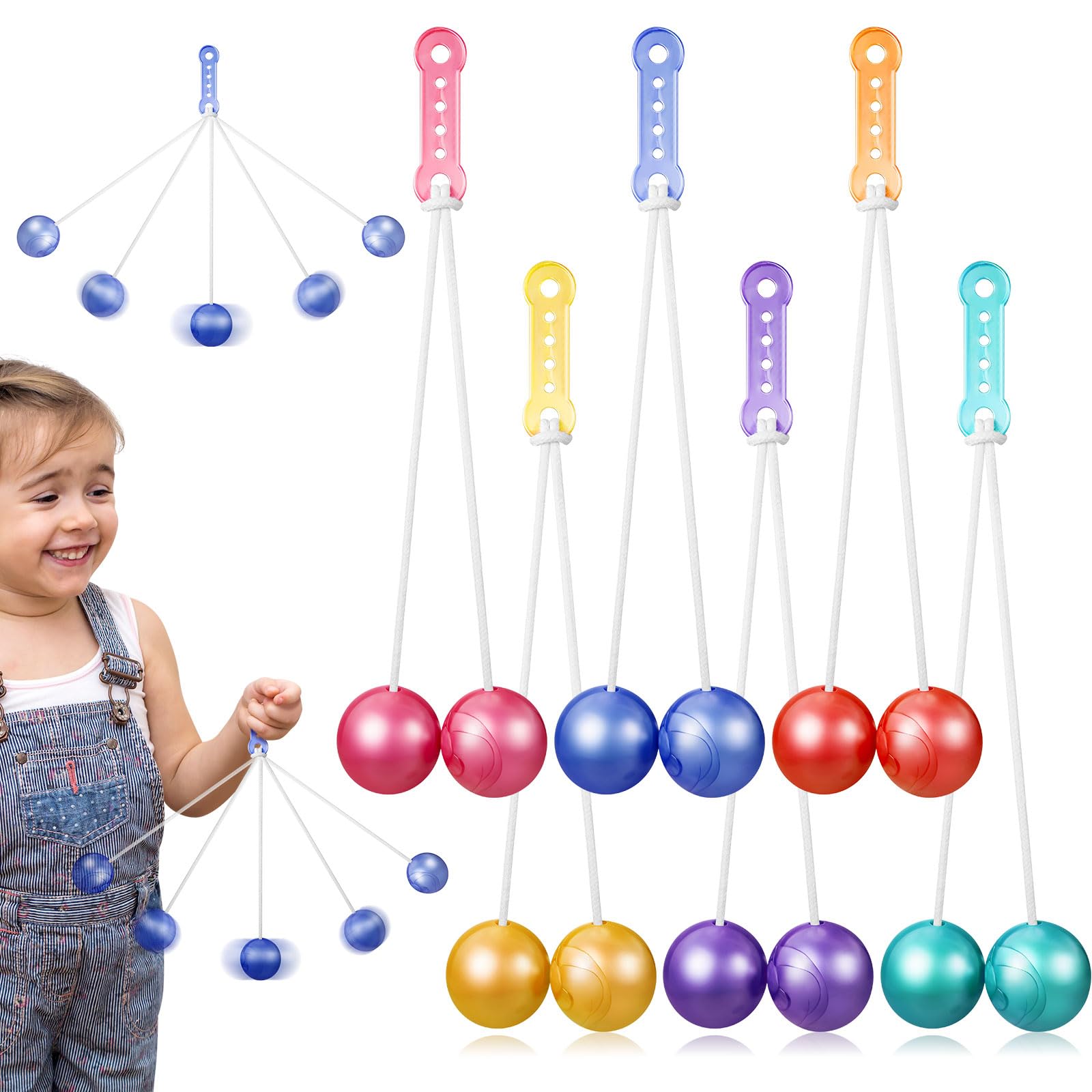 Liliful 6 Pcs Clackers Balls on a String Hands Lato Lato Ball Ladder ...