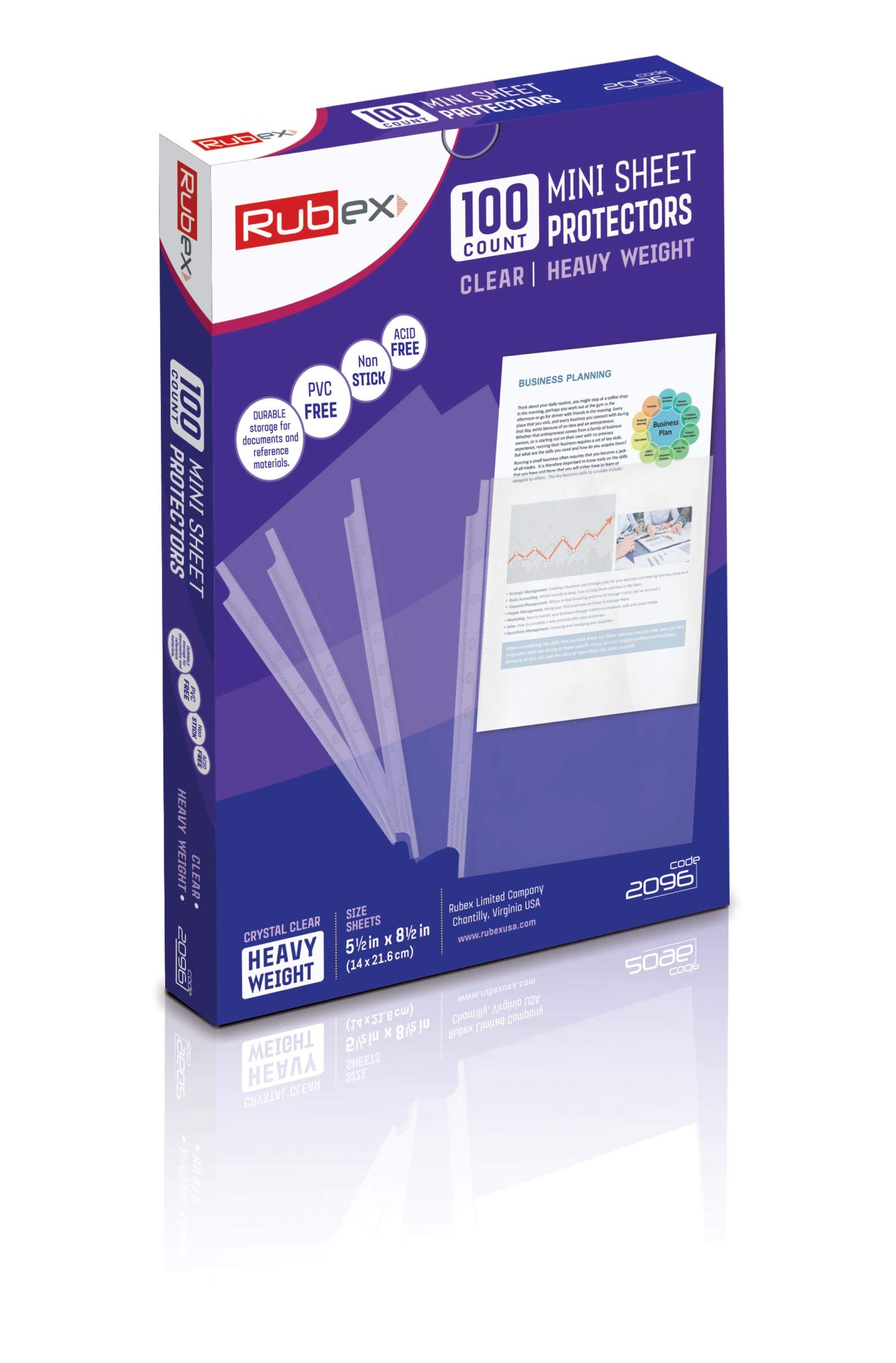 RUBEX Mini Heavyweight Sheet Protectors - 100 Sheets | Top Loading ...