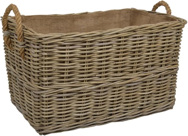 Wovenhill Kubu Rattan Rectangle Extra Large Log Basket W76 x D46 x ...