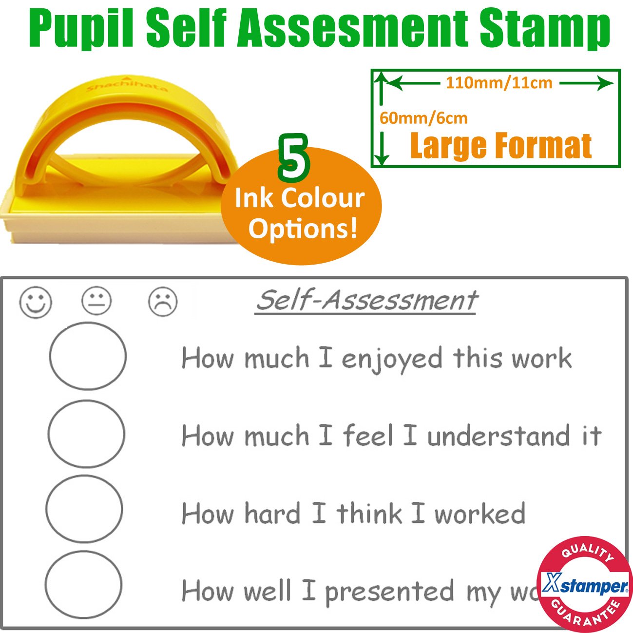 Buy Pupil Self-Assessment 3 Faces School Stamp - Large Format. 4 ...