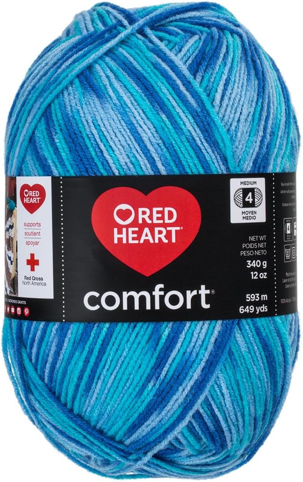 Amazon.com: Red Heart Comfort Yarn, Turquoise/Blue Print: Arts, Crafts ...