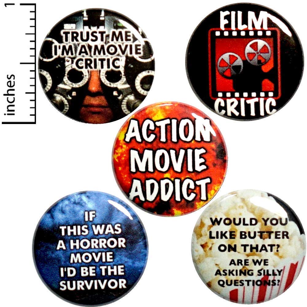 Amazon.com: Movie Fan Buttons Going To The Movies Pins for Backpacks or ...