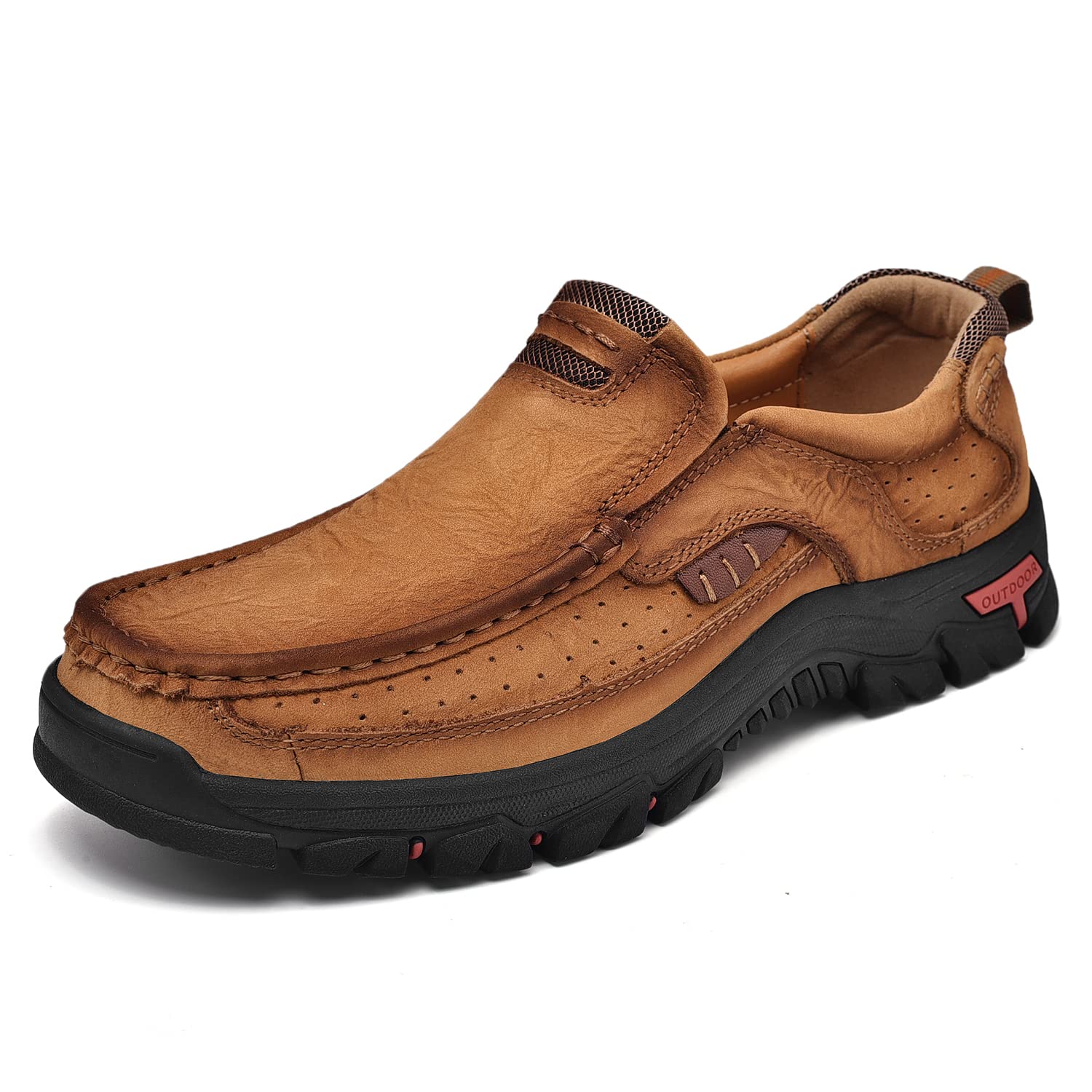 MOSTELO Mens Slip On Casual Loafers Classic Outdoor Leather Walking ...