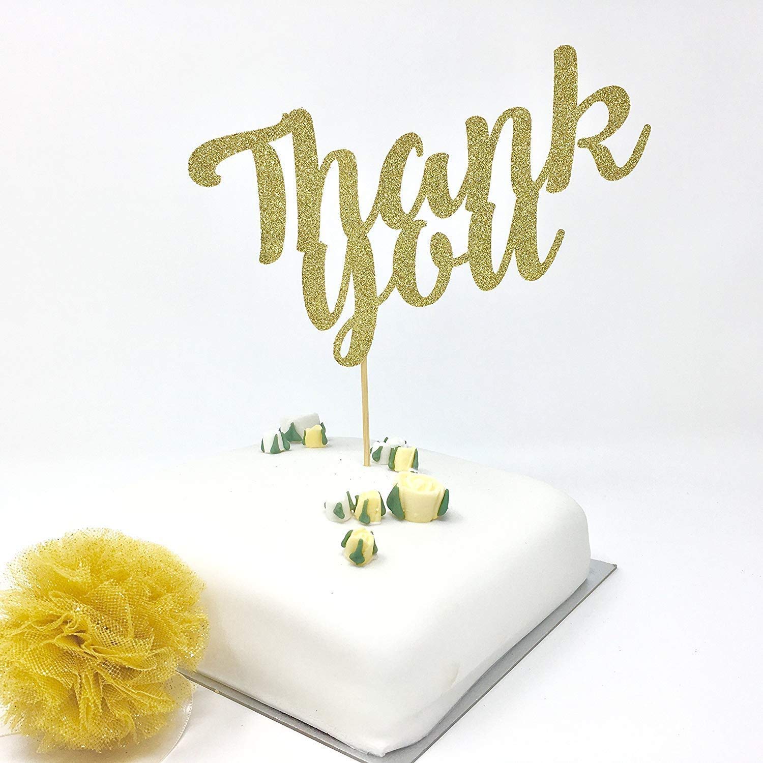 Thank you cake topper. Gold Glitter Cake Topper. Thanks cake decor ...