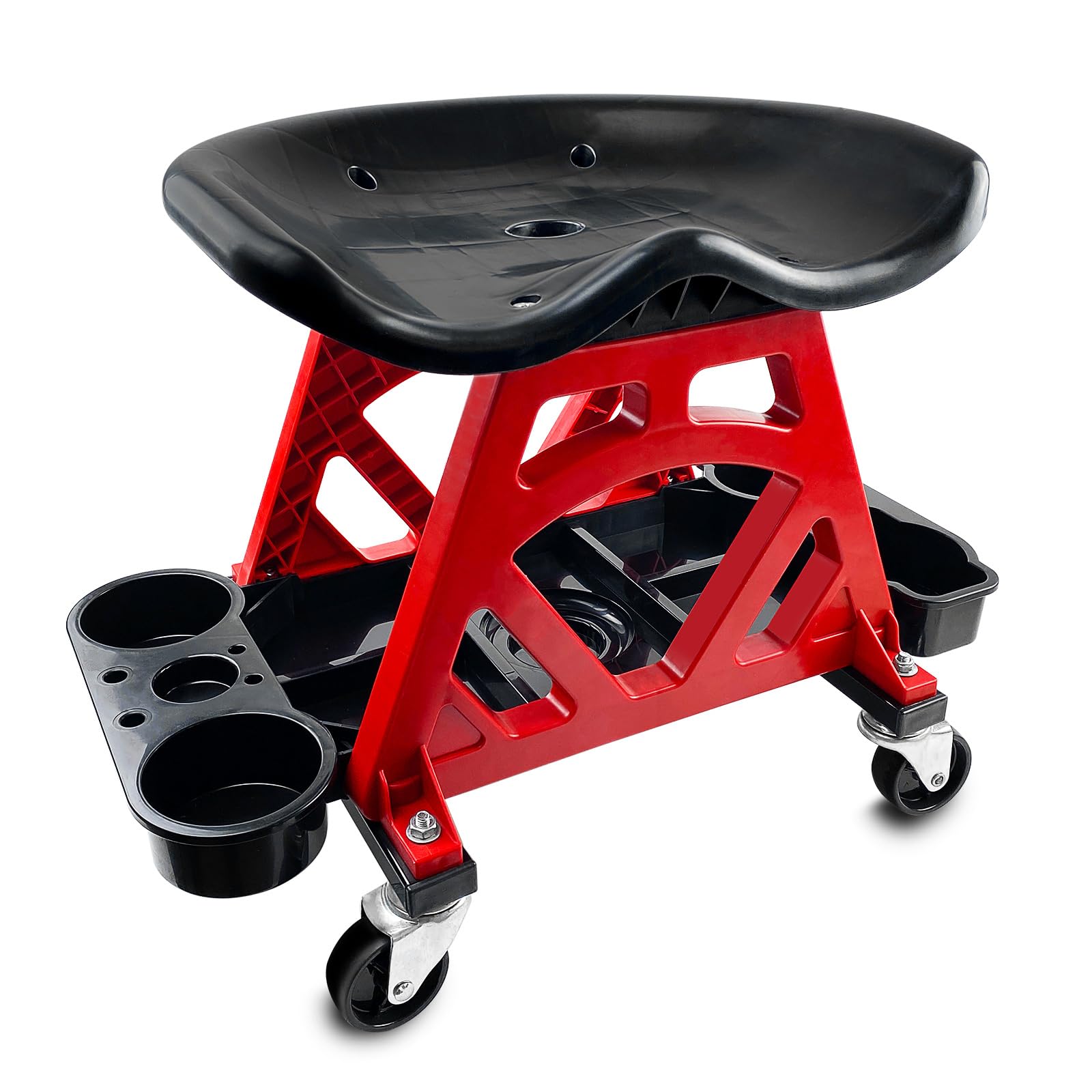 HOXWELL Durable Mechanic Stool Chair with Wheels, Heavy Duty Garage ...