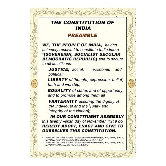 Poster N Frames The Constitution of India Preamble in English UV ...