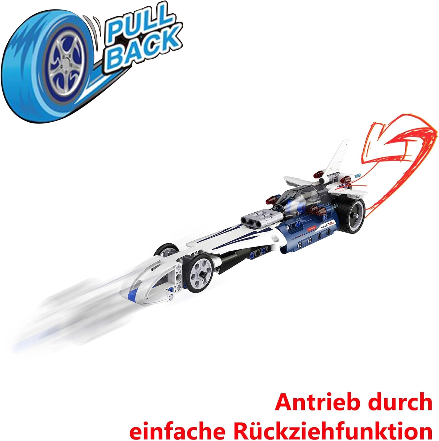 Space Car Racing Car Building Blocks Bricks with Pull Back Action Pull ...