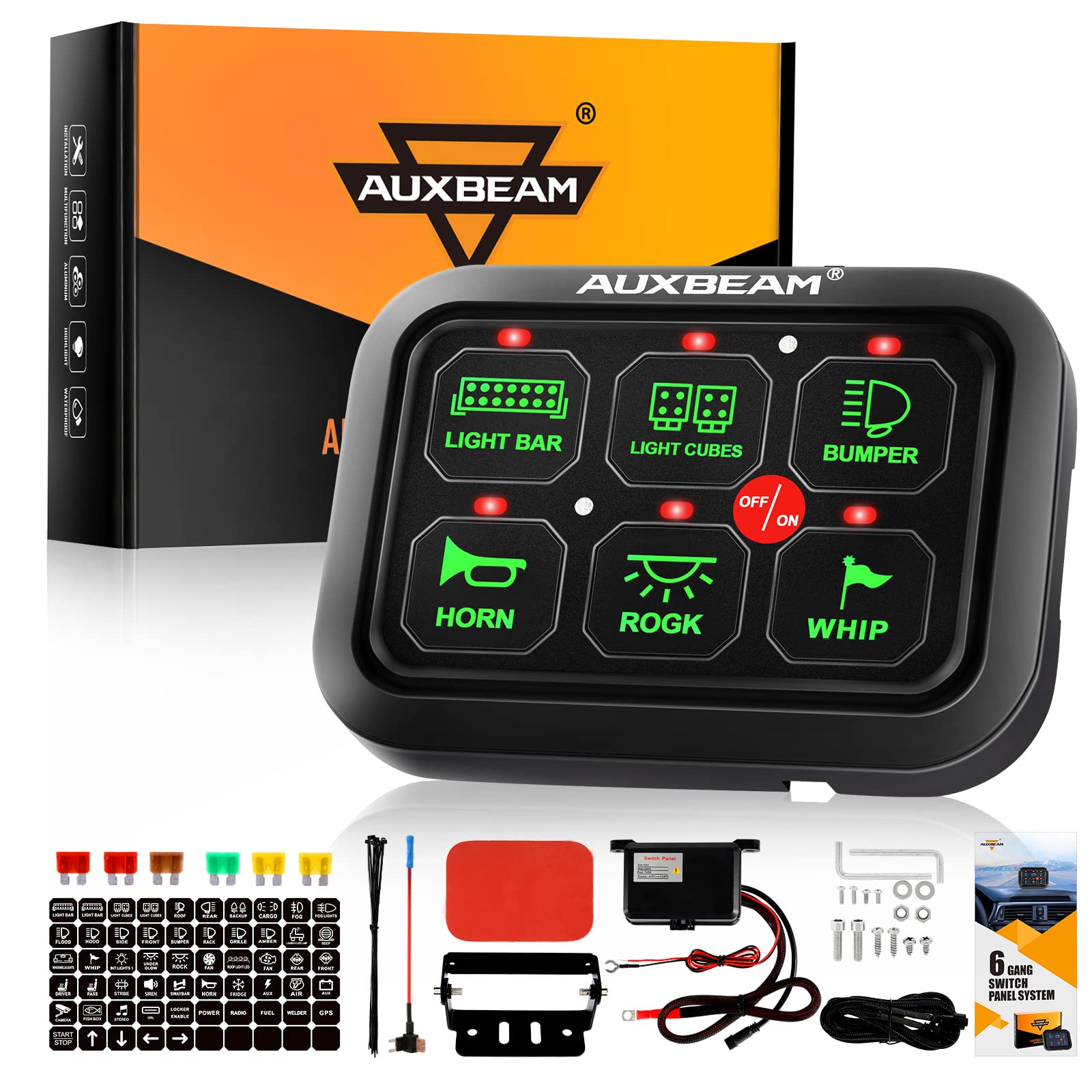 Mua Auxbeam 6 Gang LED Touch Switch Panel - Universal Circuit Control ...