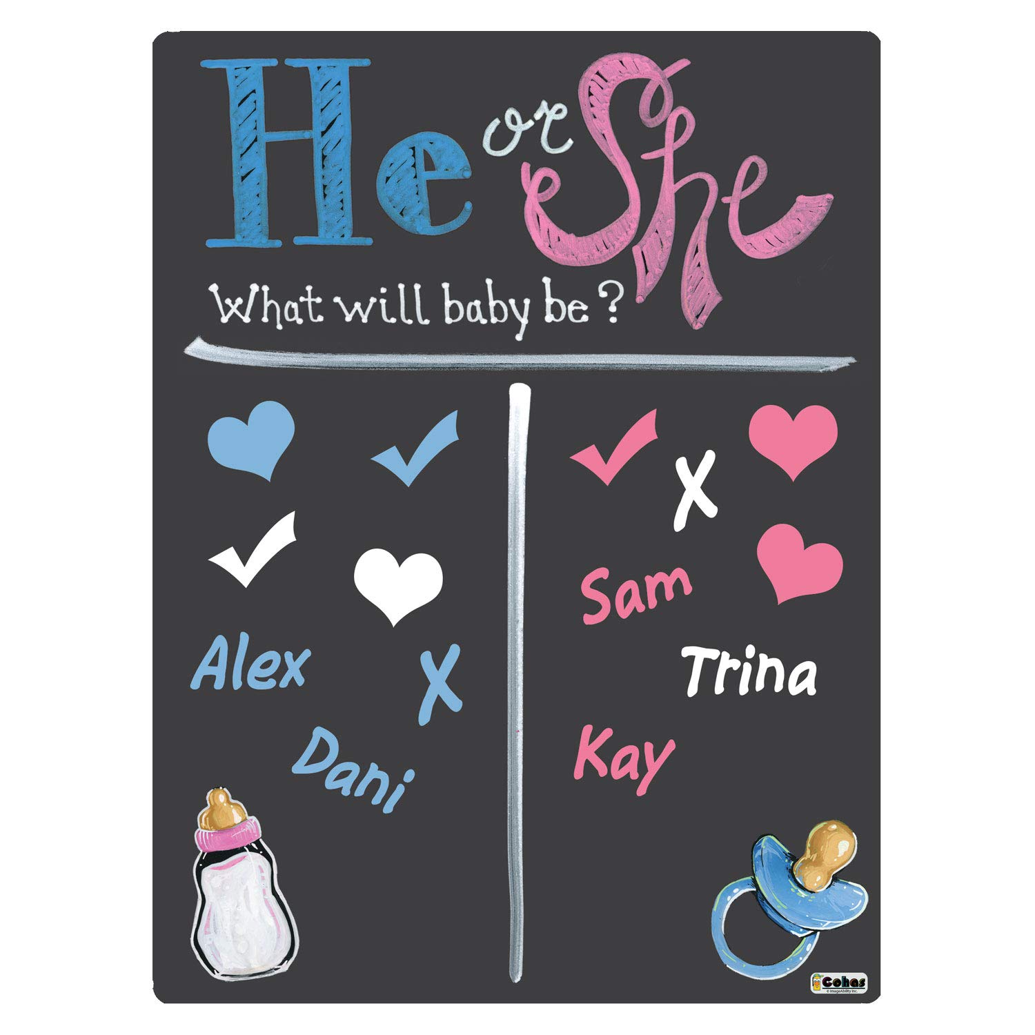 Mua Cohas Baby Gender Reveal Voting Board with Basic Theme and ...