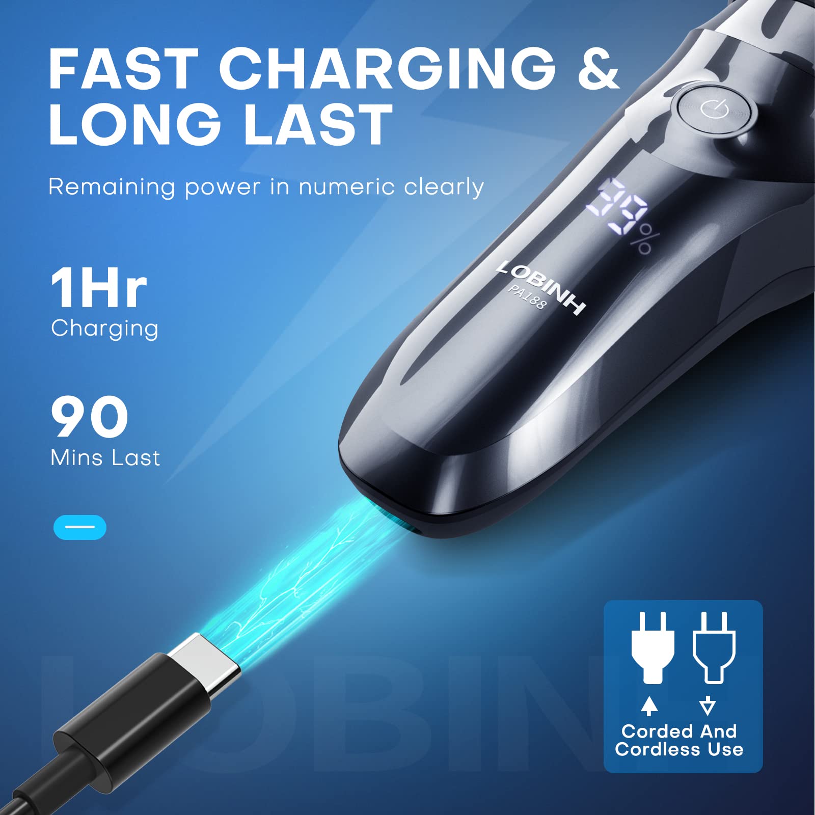 Mua Men's Electric Shaver - LOBINH 3D Rechargeable Waterproof IPX7 Wet ...