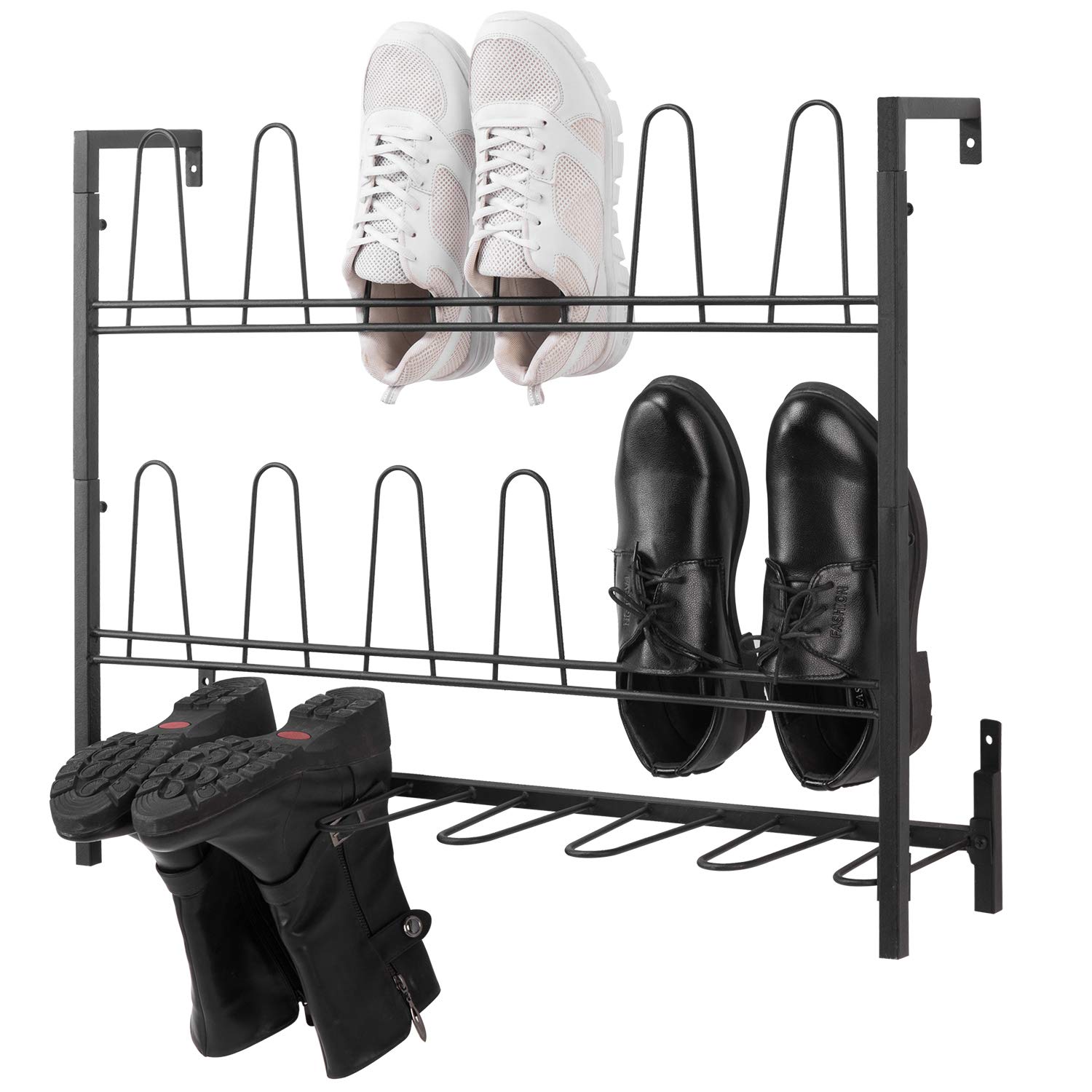 Mua MyGift Premium Black Metal Hanging Wall Shoe Rack for Walk in ...