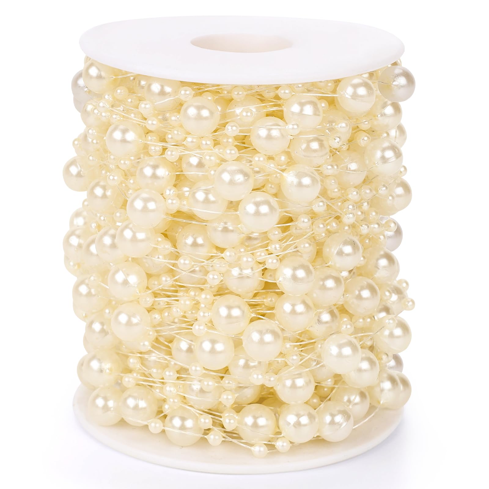 DomeStar 98Ft. Ivory Pearls String, Pearl Beads Garland Craft String ...