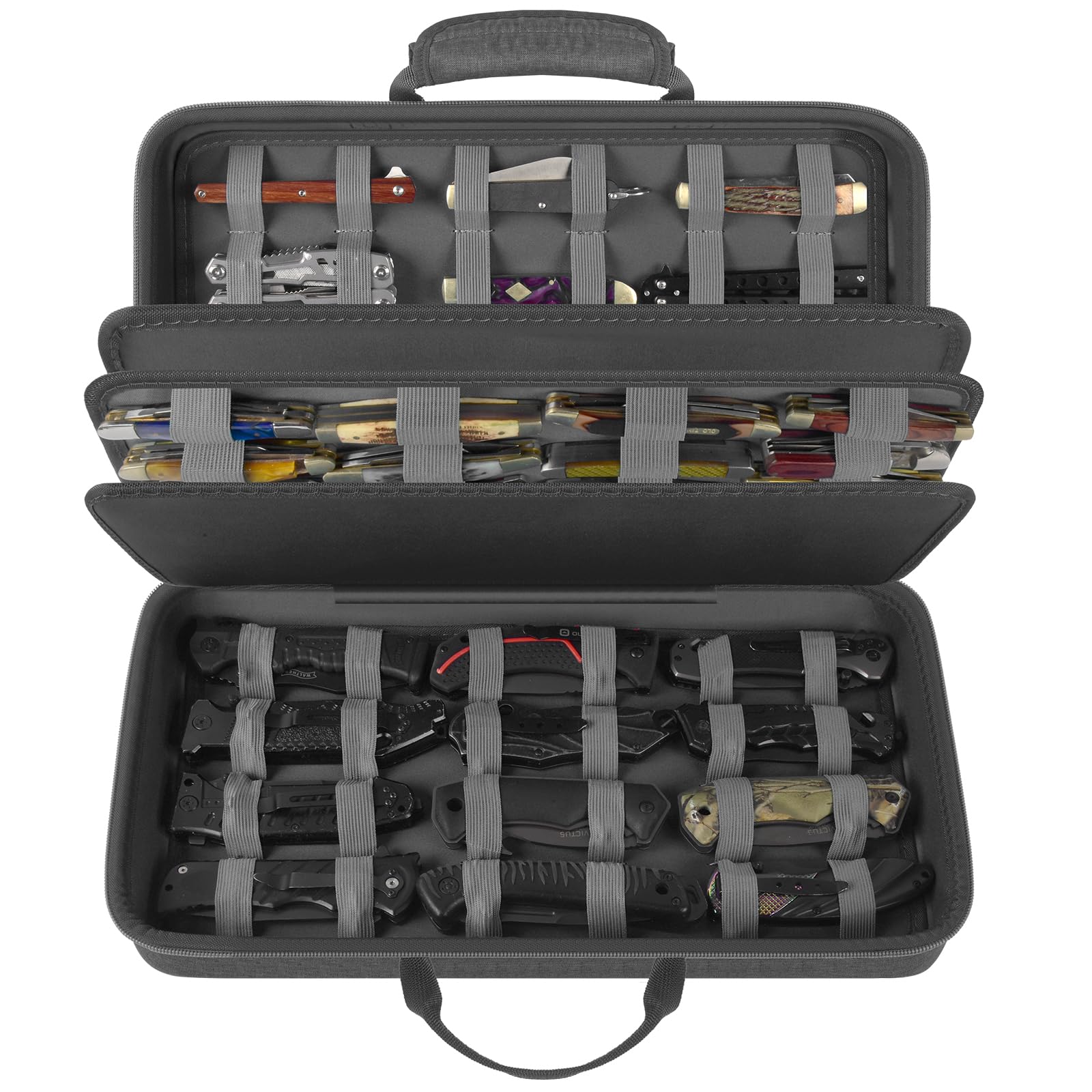 Knife Display Case for 64+ Pocket Knives, Butterfly Knife Storage Box ...