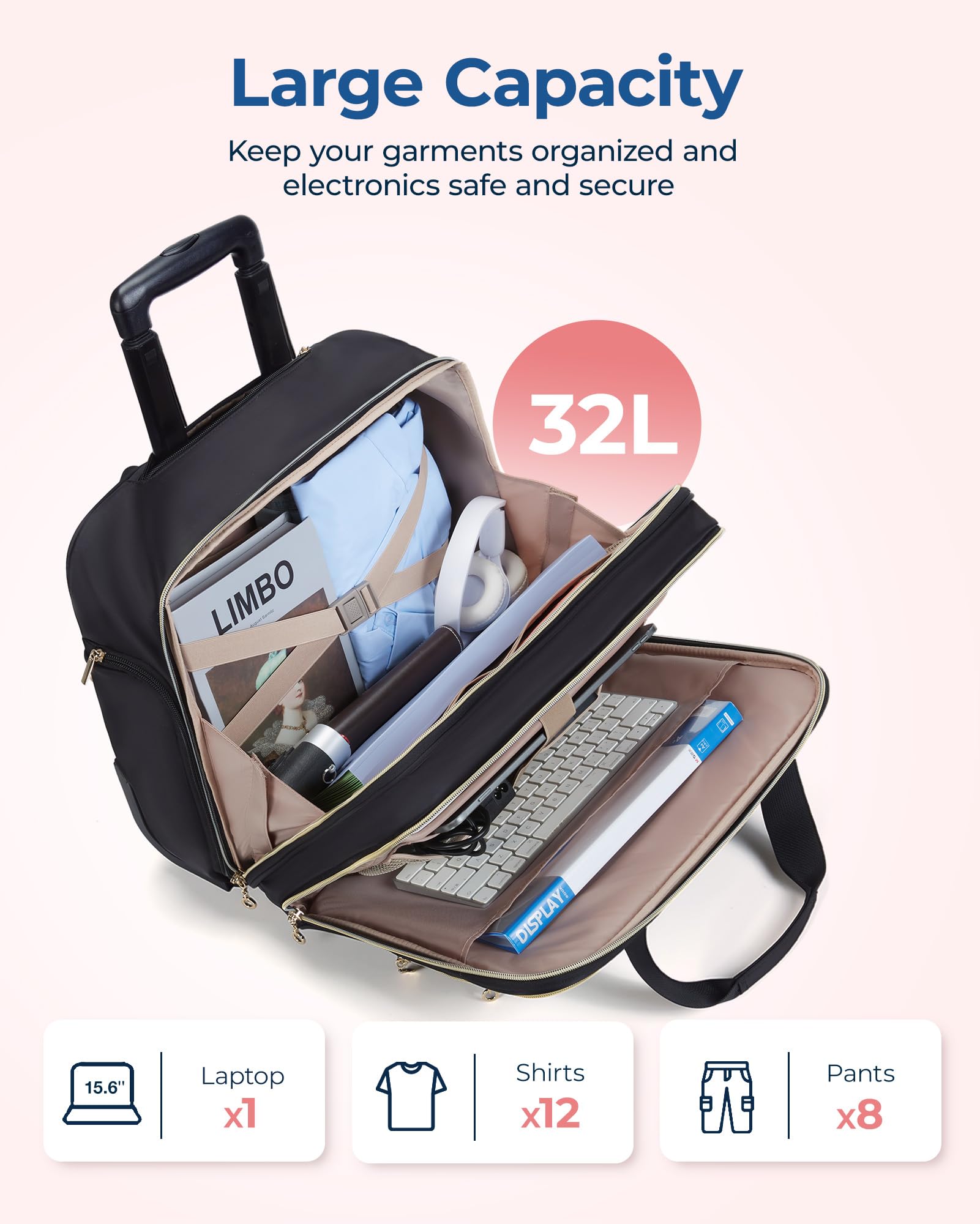 Mua BAGSMART Women's Rolling Laptop Bag for 15.6 Inch Laptop, Underseat ...