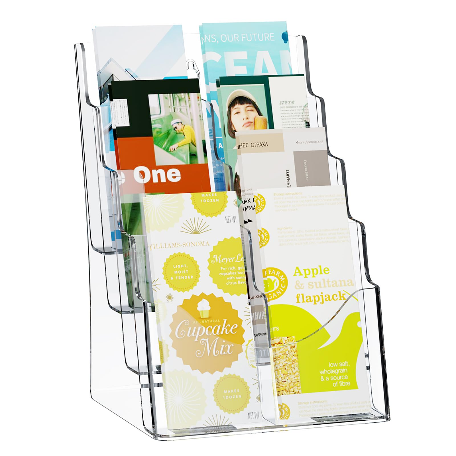 VEVOR Acrylic Brochure Holder 8.5 x 11 inch, 4-Tier Clear Acrylic ...