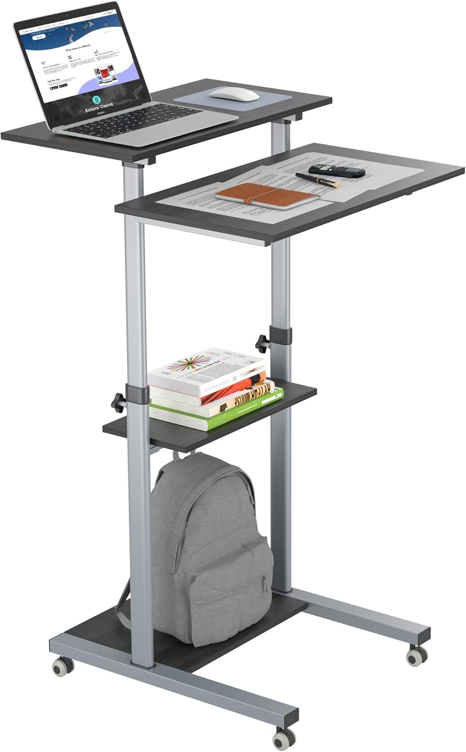 BONTEC Mobile Workstation Compact Stand-up Computer Presentation Cart ...