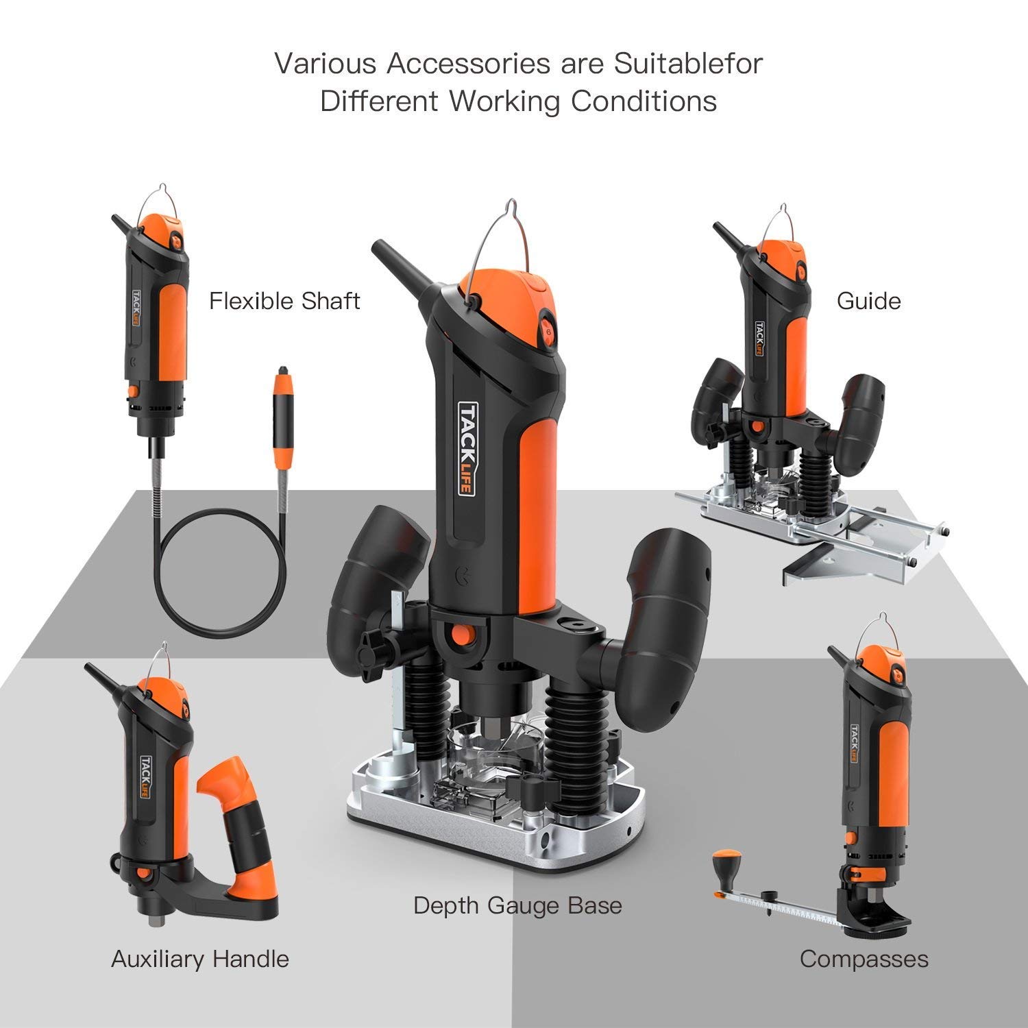 Tools & Home Improvement Routers TACKLIFE Plunge and Fixed Base Router ...