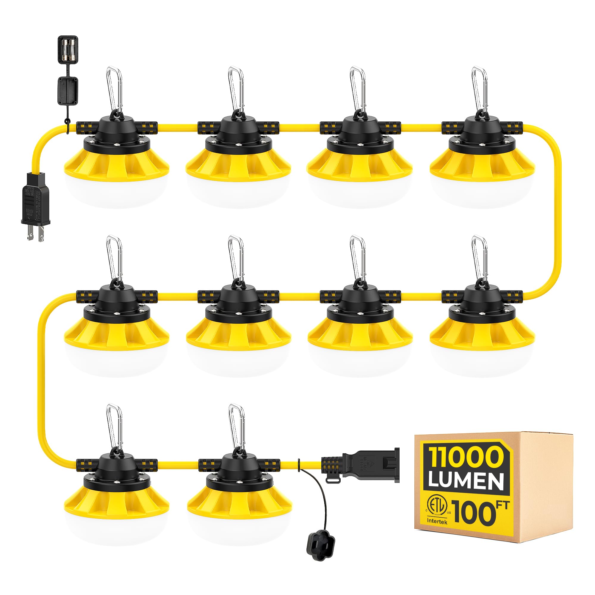 Hyanglux 100ft Construction String Lights: 100w 11000lm ETL Certified ...