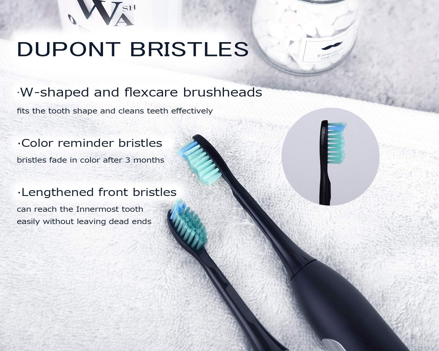 Sonic Toothbrush for Adults, Travel toothbrushes with 5 Dupont ...