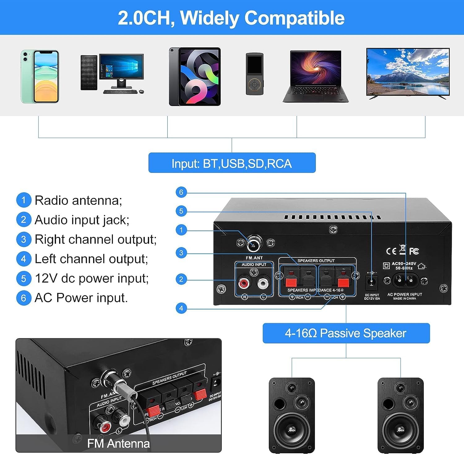 Mua AK45 HiFi Amplifier with Bluetooth 5.0, 400 W Mini Amplifier HiFi ...
