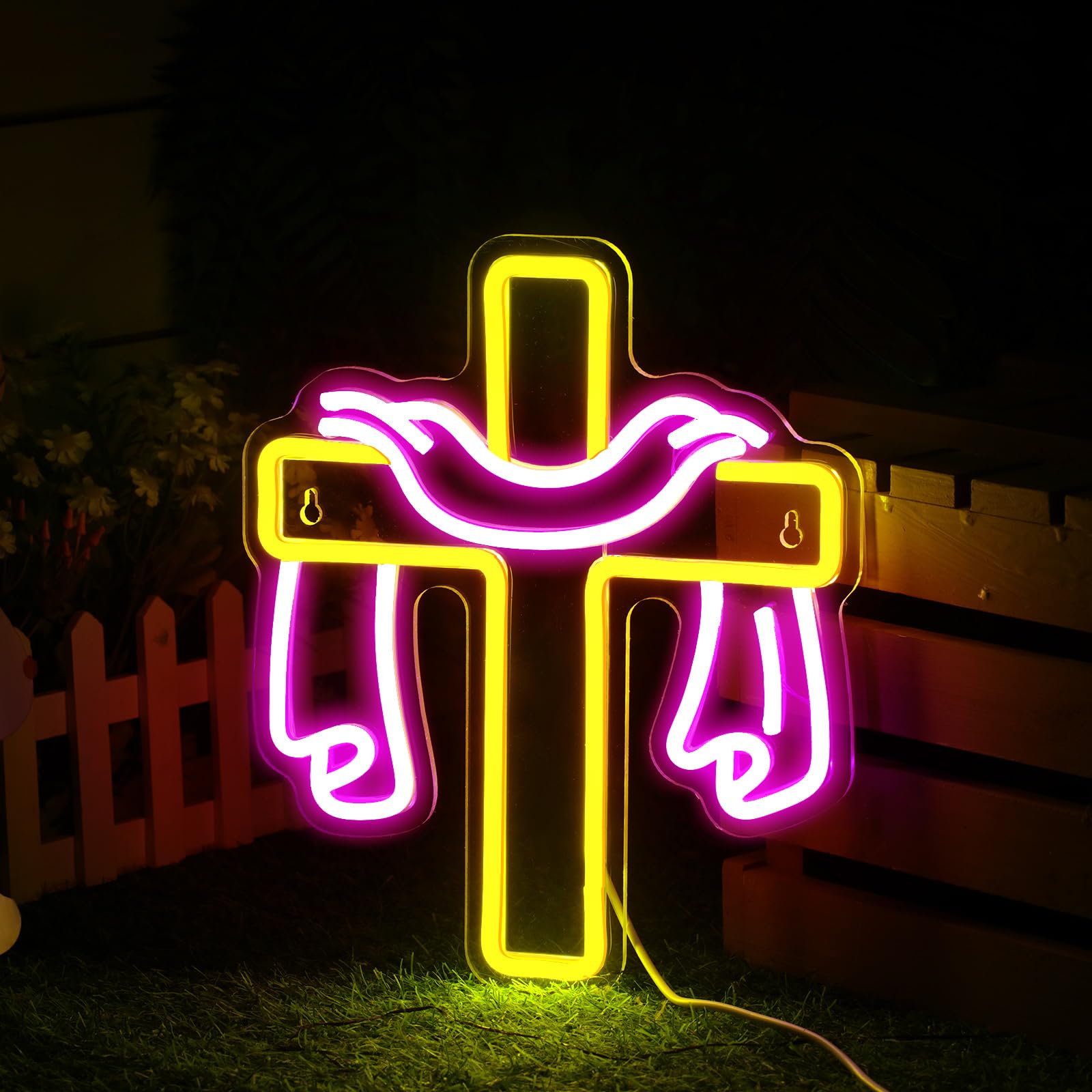 Threan Easter Cross Neon Sign Jesus Neon Lights Signs Religious LED ...