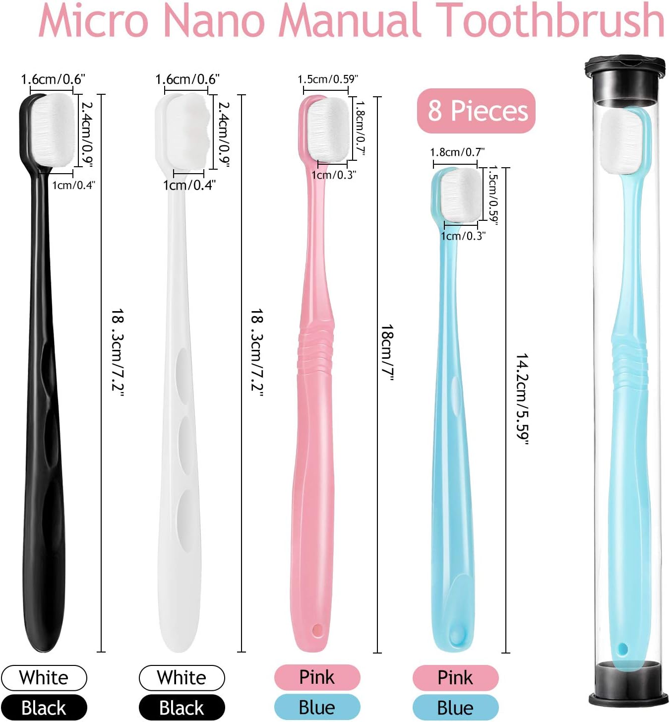 8 Pieces Micro Nano Manual Toothbrush Kids Extra Soft Nano Toothbrush ...