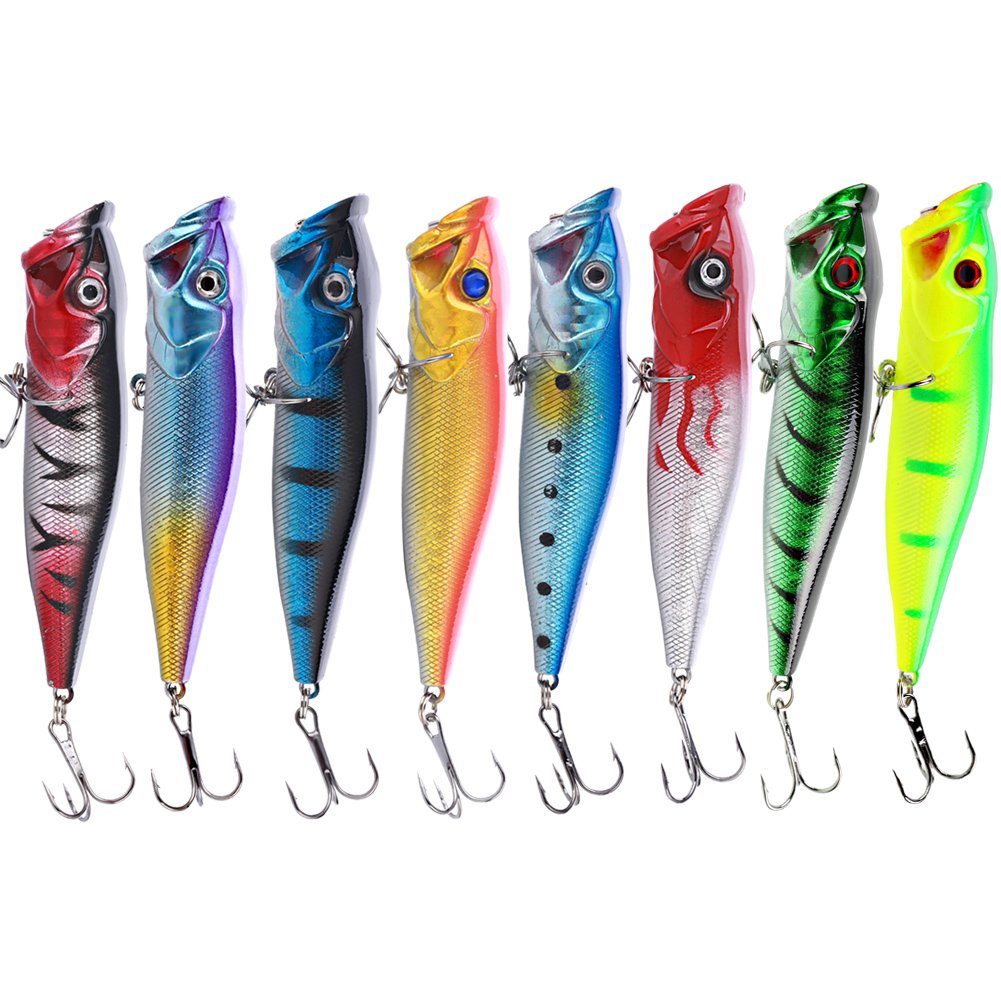 Sougayilang Hard Plastic Popper Topwater Floating Fishing Lures ...