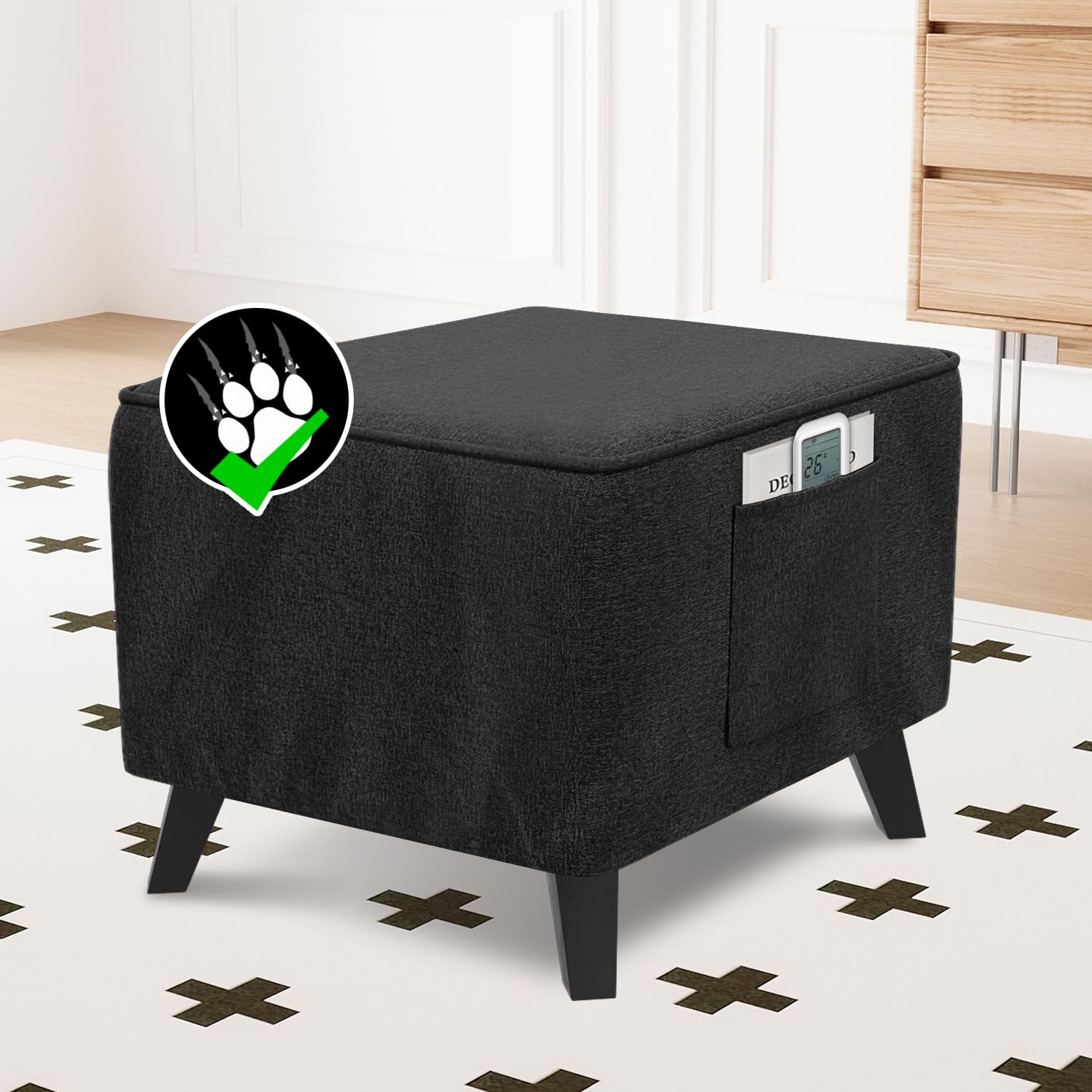 H.VERSAILTEX Square Ottoman Cover Fit Length 18"-19" Footrest Durable ...