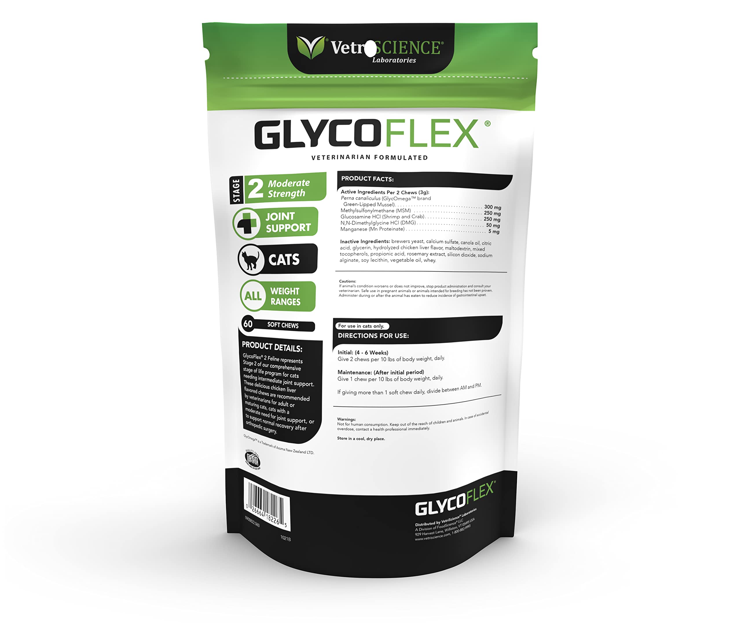 VetriScience GlycoFlex 2 Joint Support Cat Supplements - 60 Chews - Hip ...