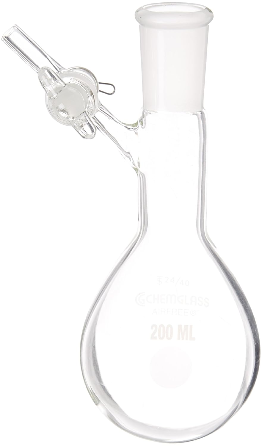 Chemglass AF-0520-07 Airfree Single Neck Reaction Flask with 2mm Glass ...