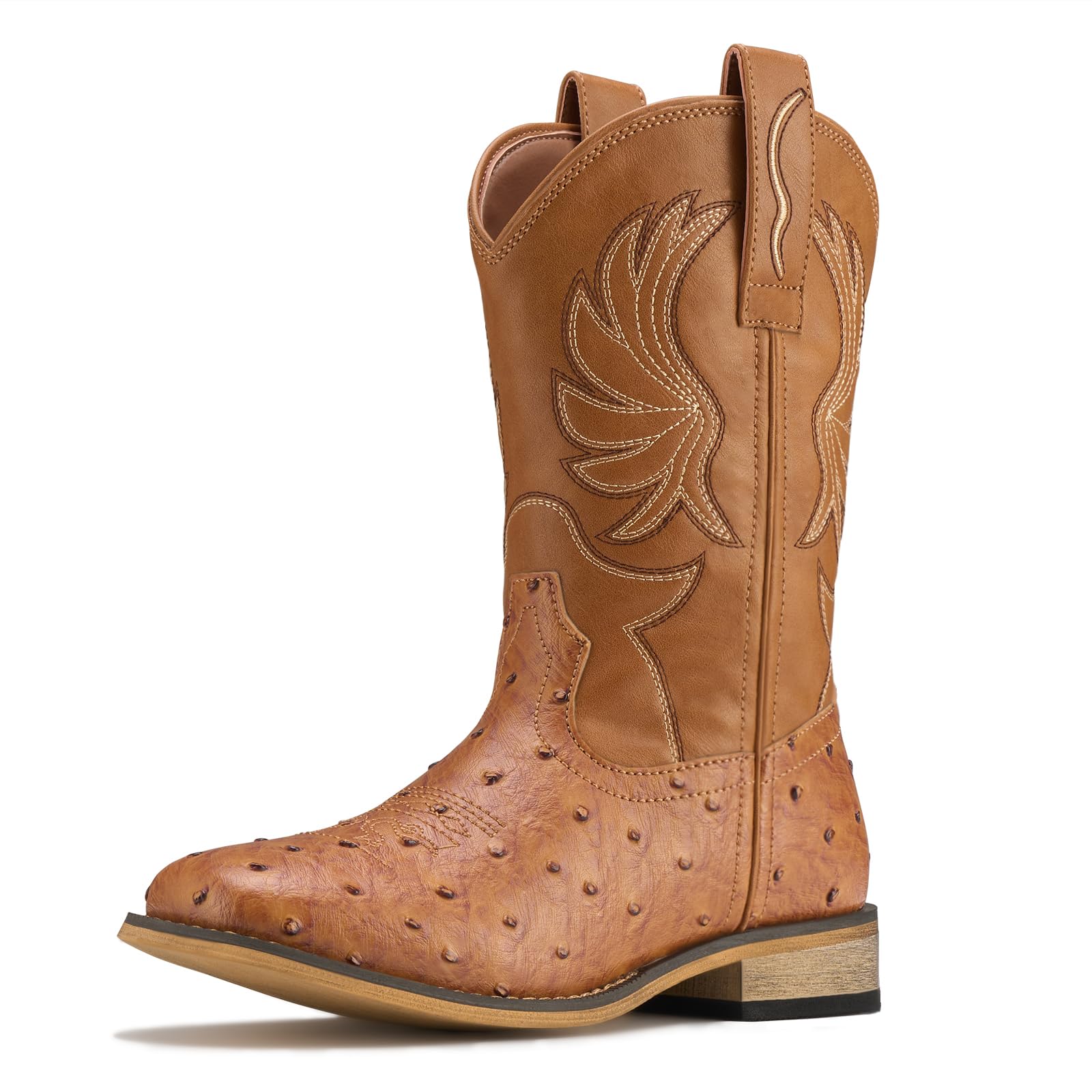 Rollda Kids Cowboy Boots for Boys Girls Western Square Toe Cowgirl ...