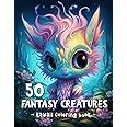 Fantasy Creatures Coloring Book: Kawaii coloring book with cute fantasy ...