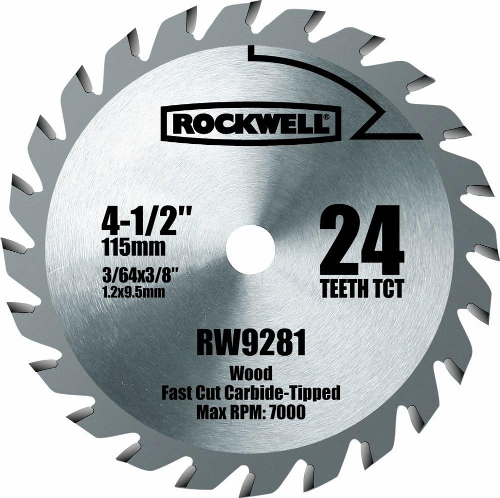 Rockwell RW9281 4 1 2 Inch 24T Carbide Tipped Compact Circular Saw