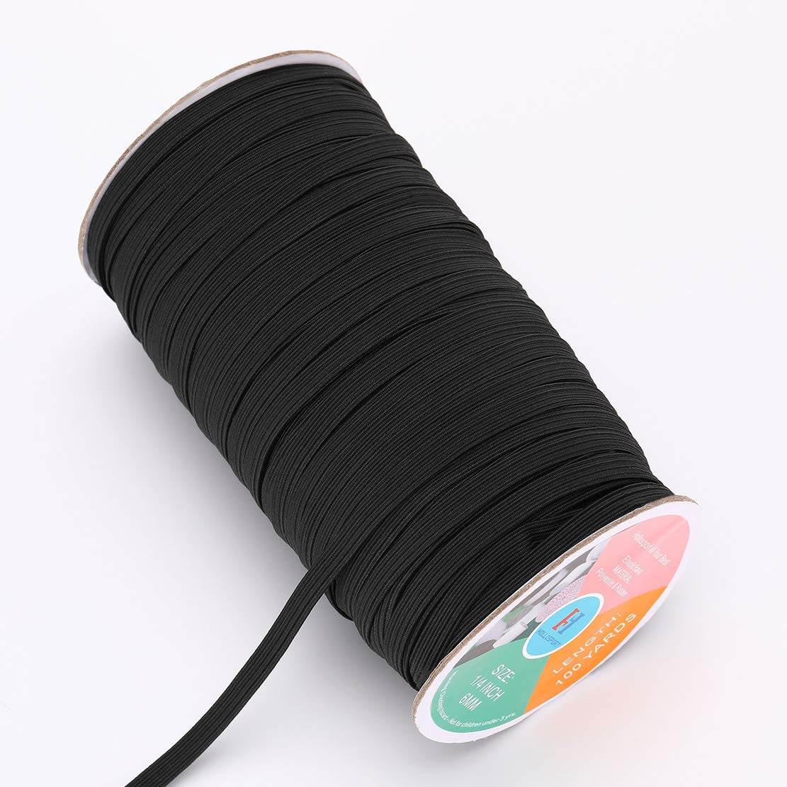 Hollosport Elastic Bands for Sewing 1/4 Inch Black, 100 Yards Thin Flat ...