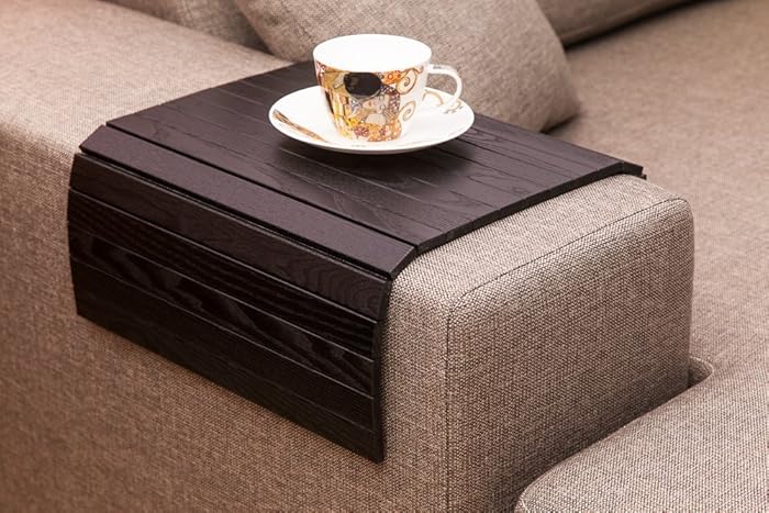 Black Sofa Side Tray Table - Wood Armrest Tray – Sofa Tray Table ...