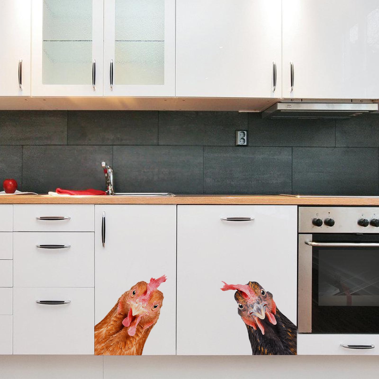 Funny Chicken Wall Decals - Peel & Stick - 2 Hens Head Window Cling ...