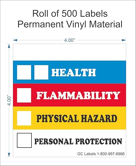 GC Labels-V-RTK-4x4-2-PP, RTK (Right to Know) Vinyl 4x4 Labels with a ...