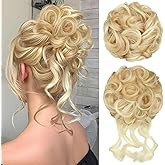 Amazon.com : CJL HAIR 2PCS Messy Bun Hair Pieces Wavy Curly Synthetic ...