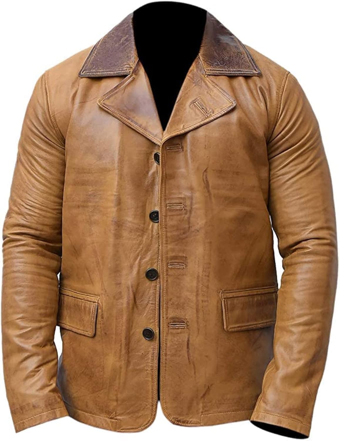 JOCHIGA Men's Tan Brown Genuine Real Leather Coat Jacket (US, Alpha, XX ...