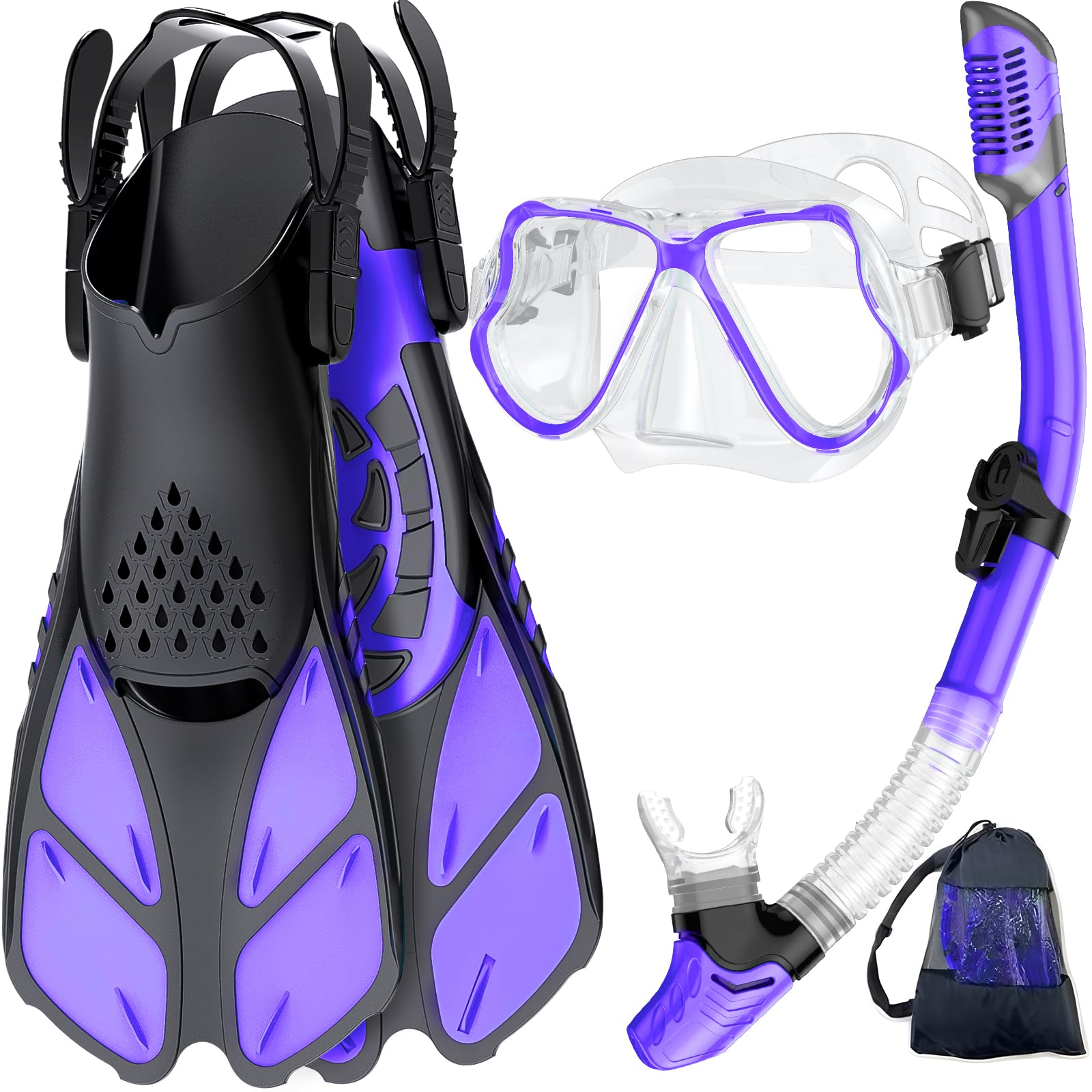 Zenoplige Mask Fins Snorkel Set, Snorkeling Gear for Adults, Panoramic ...