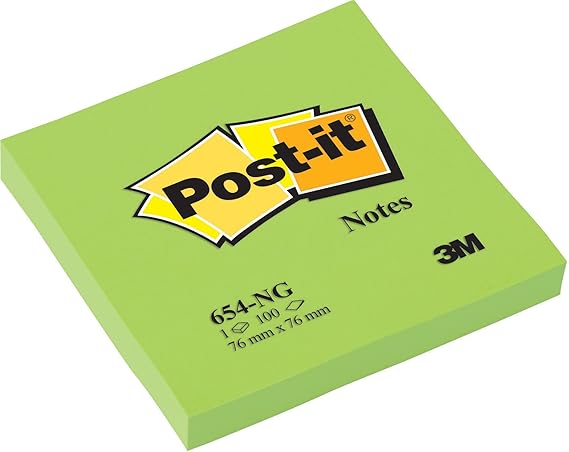Post-it 654 - Pack de 6 blocs de notas adhesivas, color verde neón ...