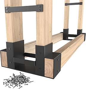 Amazon.com: Mr IRONSTONE Firewood Log Storage Rack Bracket Kit ...