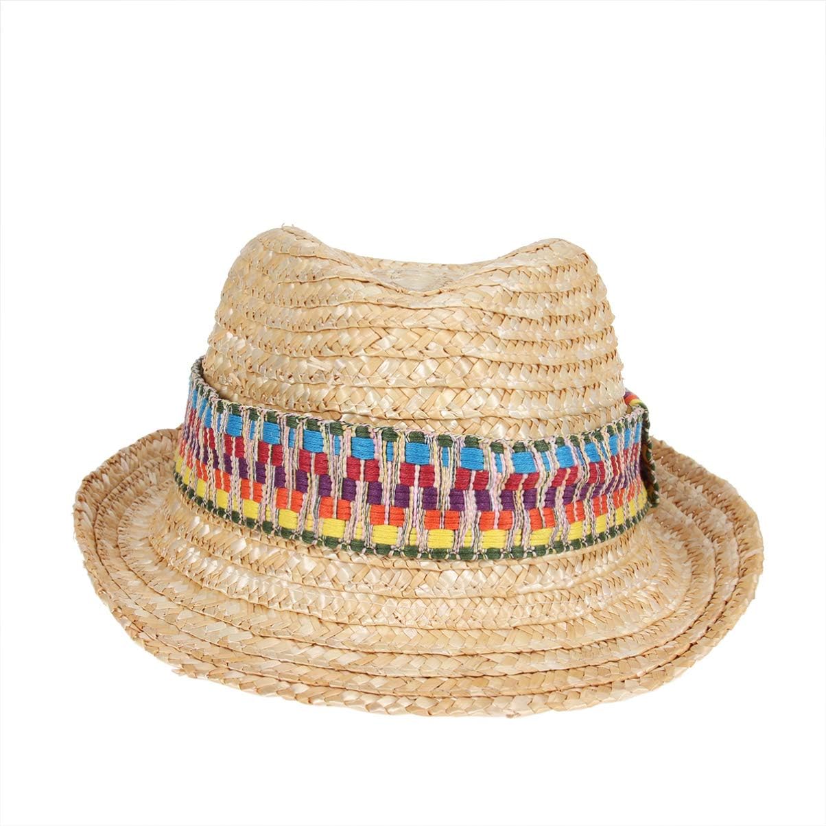 TOYANDONA Mexican Straw Hat Color Strip Ethnic Style Narrow Brim Sun ...