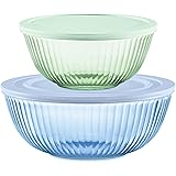 Amazon.com: Pyrex Sculpted Tinted 4-PC, Small/Medium Glass Mixing Bowls ...