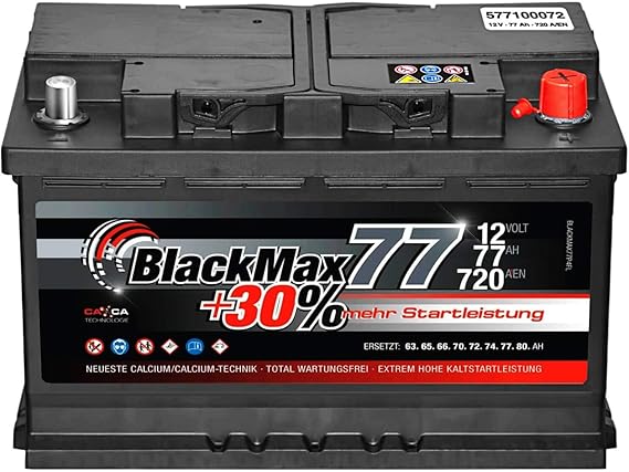 Autobatterie 12V 77Ah BlackMax Starterbatterie ersetzt 68Ah 70Ah 72Ah 74Ah 75Ah: Amazon.de: Auto