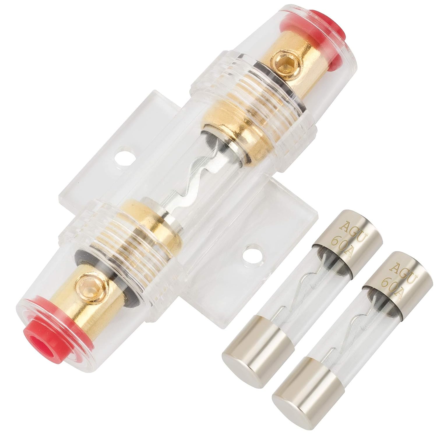 OIIKI 4-8 Gauge AWG in-line AGU Fuse Holder with 2 PCS 60A AGU Type ...