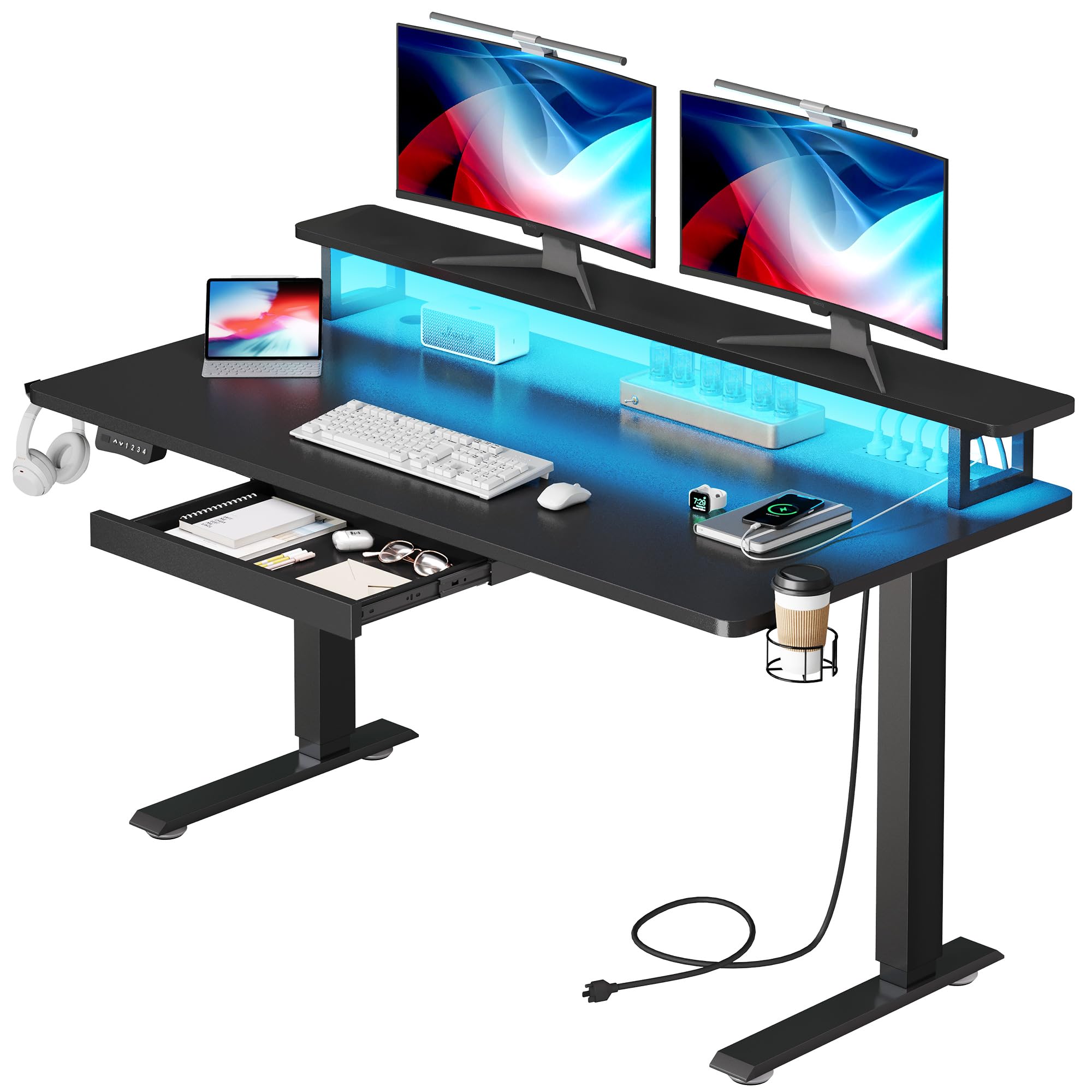 YITAHOME Electric Standing Desk with Drawer, 55" Standing Desk ...