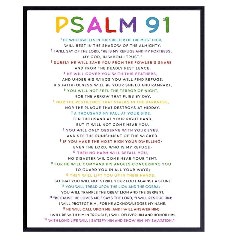 Amazon.com: Psalm 91 - Religious Wall Decor - 91st Psalm Wall Art ...