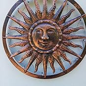 Solar Powered Metal Sun Garden Ornaments Wall Art Outdoor Decoration ...